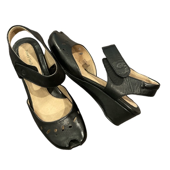 Josef Seibel | Shoes | Josef Seibel Black Leather Peep Toe Ankle Strap ...